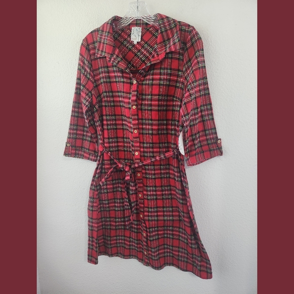 NAIF | Dresses | Naif Nwt Red Plaid Flannel Shirt Dress Small | Poshmark